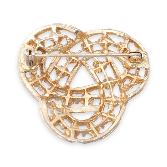 Jewelry | Vintage Celtic Trinity Knot Brooch Faux Pearl Gold Tone ...